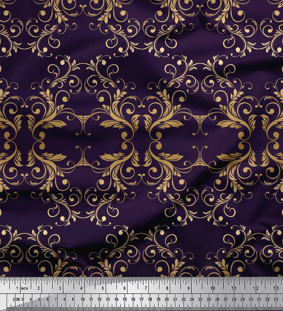 Soimoi Rayon Fabric Filigree Damask Print Fabric by the Yard 42 Inch ...