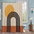 Abstract Art Shower Curtain for Bathroom, Orange Black Circle Stripes ...