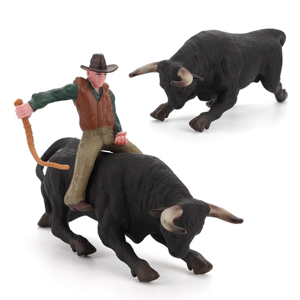 Buy Bull Riding Doll Action Animals Figures Model Static Statue for ...
