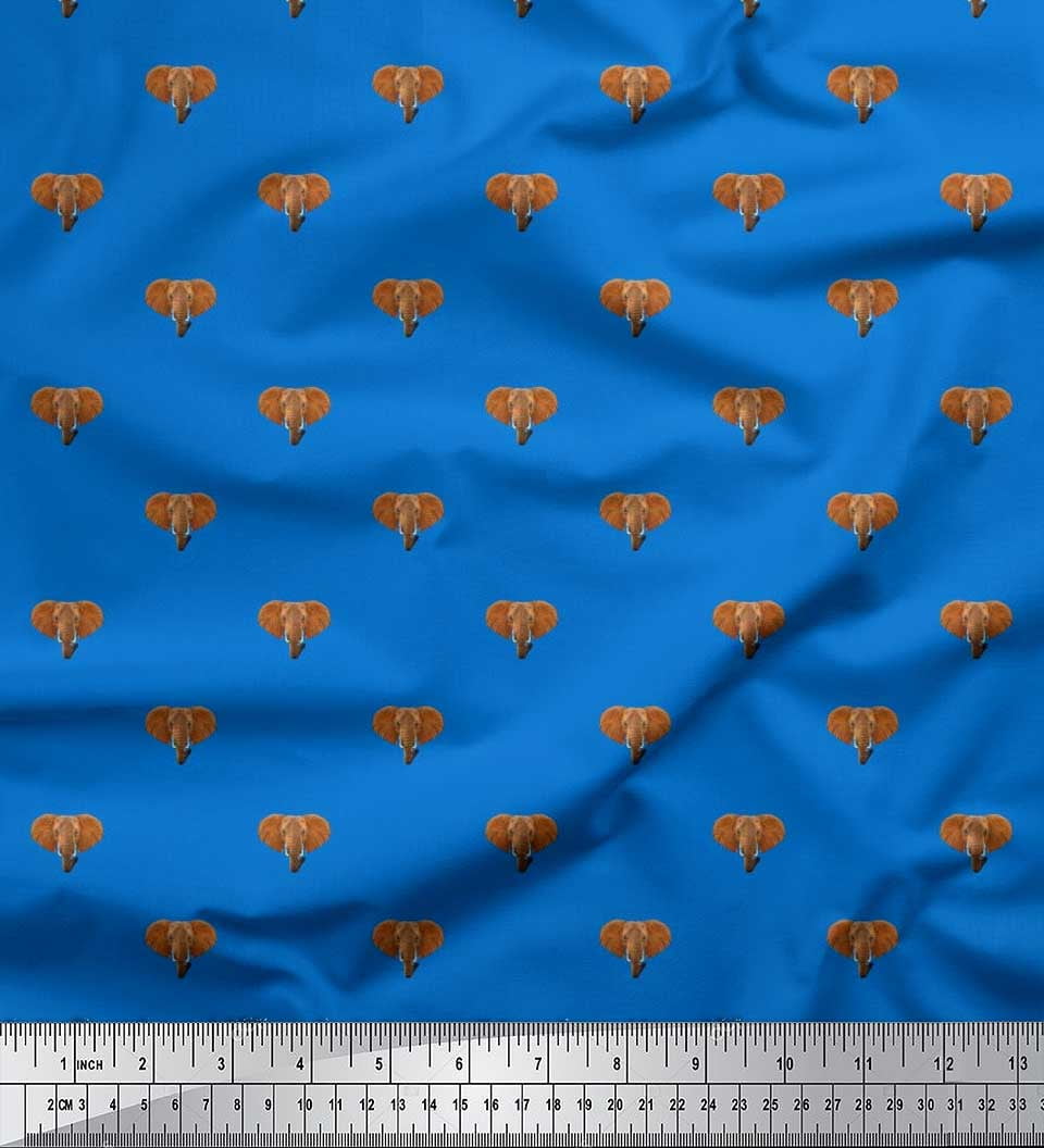 Soimoi Satin Silk Fabric Elephant Face Animal Print Fabric by The Yard ...