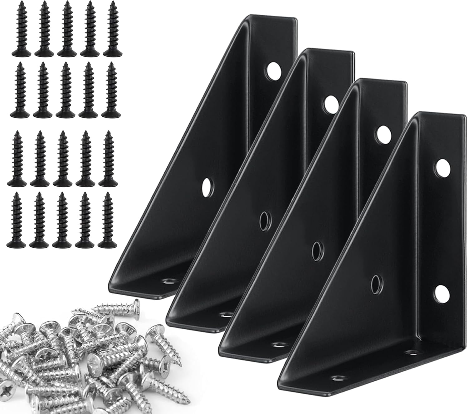 shiyou-4Pcs Black Metal Corner Brackets, 65mm x 65mm, Triangle Angle ...