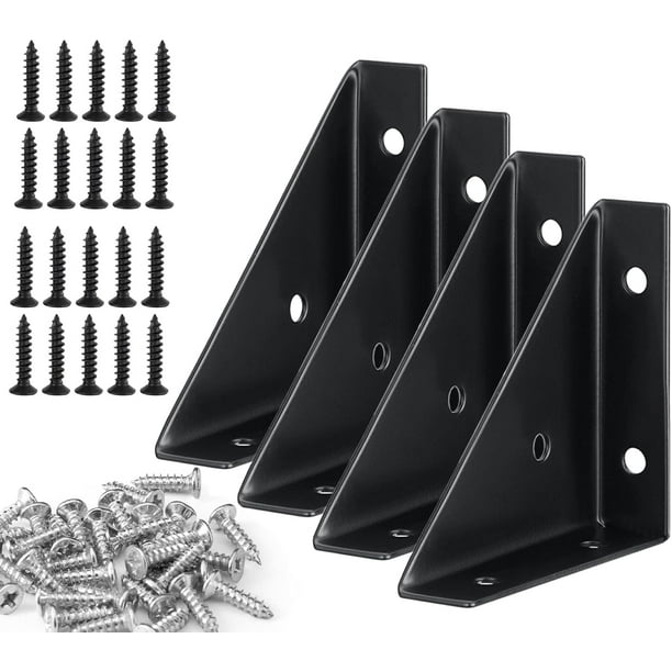 shiyou-4Pcs Black Metal Corner Brackets, 65mm x 65mm, Triangle Angle ...