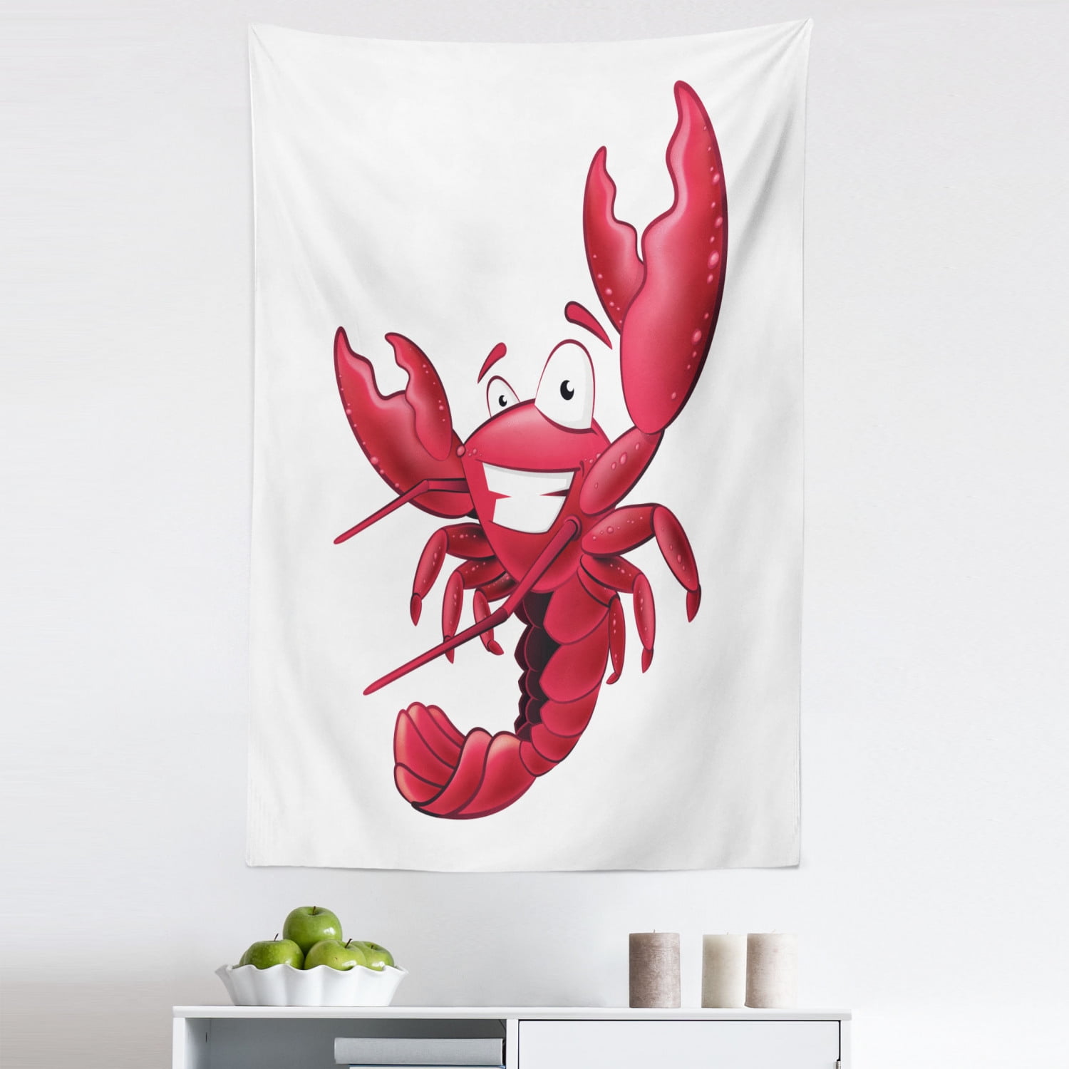 Lobster Tapestry, Illustration of a Happy Smiling Cartoon Lobster ...
