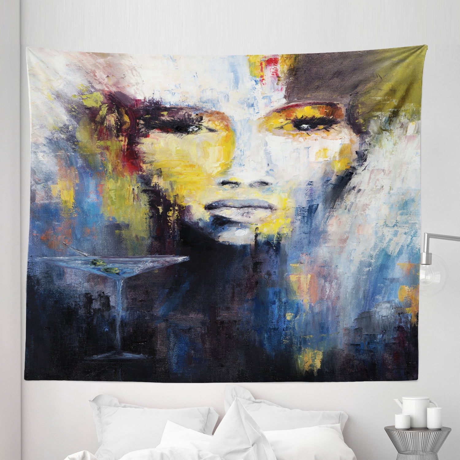 Women Tapestry, Abstract Painting Look Print of Martini Cocktail and ...