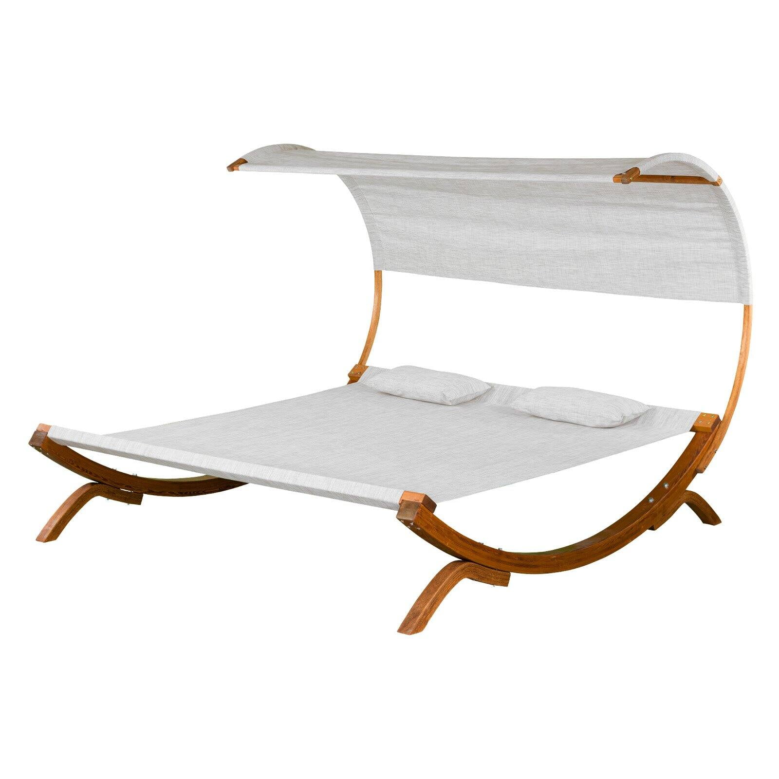 Leisure Season Sunbed with Canopy, Medium Brown - Walmart.com