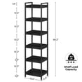 Black 6-Tier Narrow Corner Bookshelf, Wooden Display Shelf for Living ...