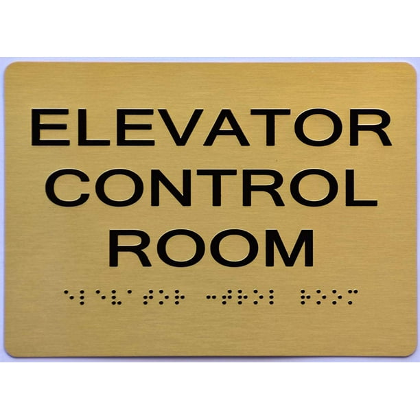 Elevator Control Room Sign -Gold(Aluminium, Gold/Black,Size 5x7) The ...