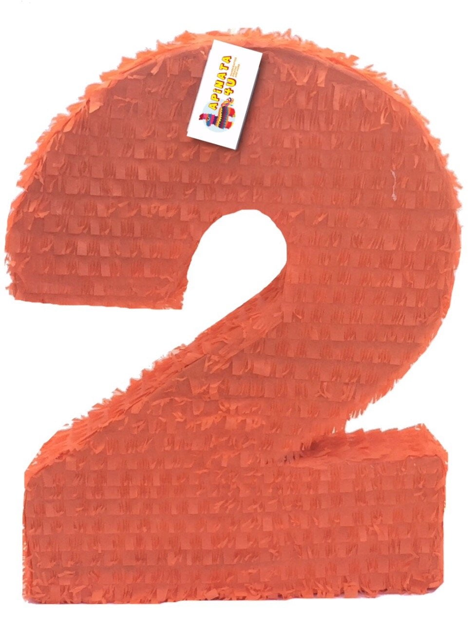 APINATA4U 20'' Tall Solid Orange Number Two Piñata Second Birthday ...