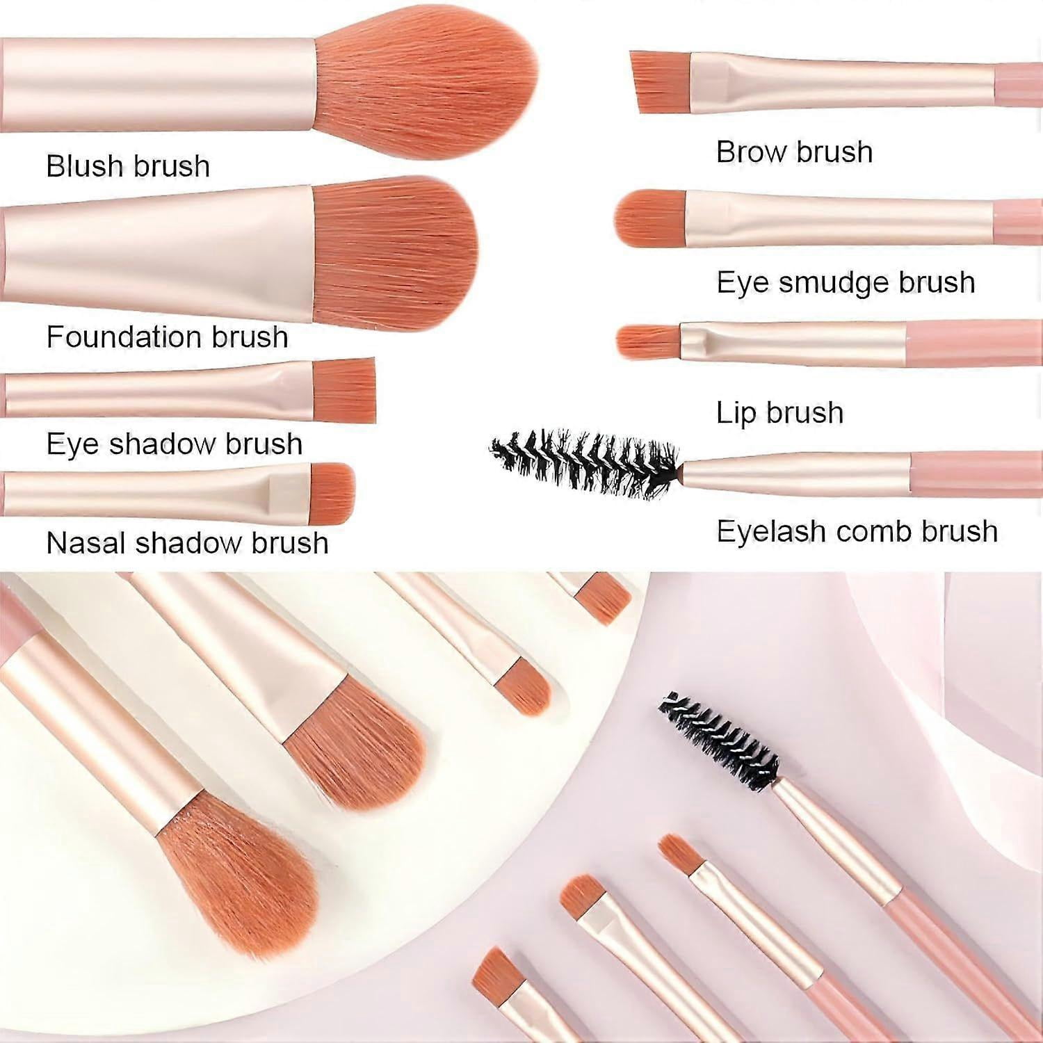 Juego de 8 brochas de maquillaje con esponja y mini brocha Beauty ...