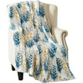 Serafina Home Floral Throw Blanket, Light Beige Navy Aqua Blue Yellow ...