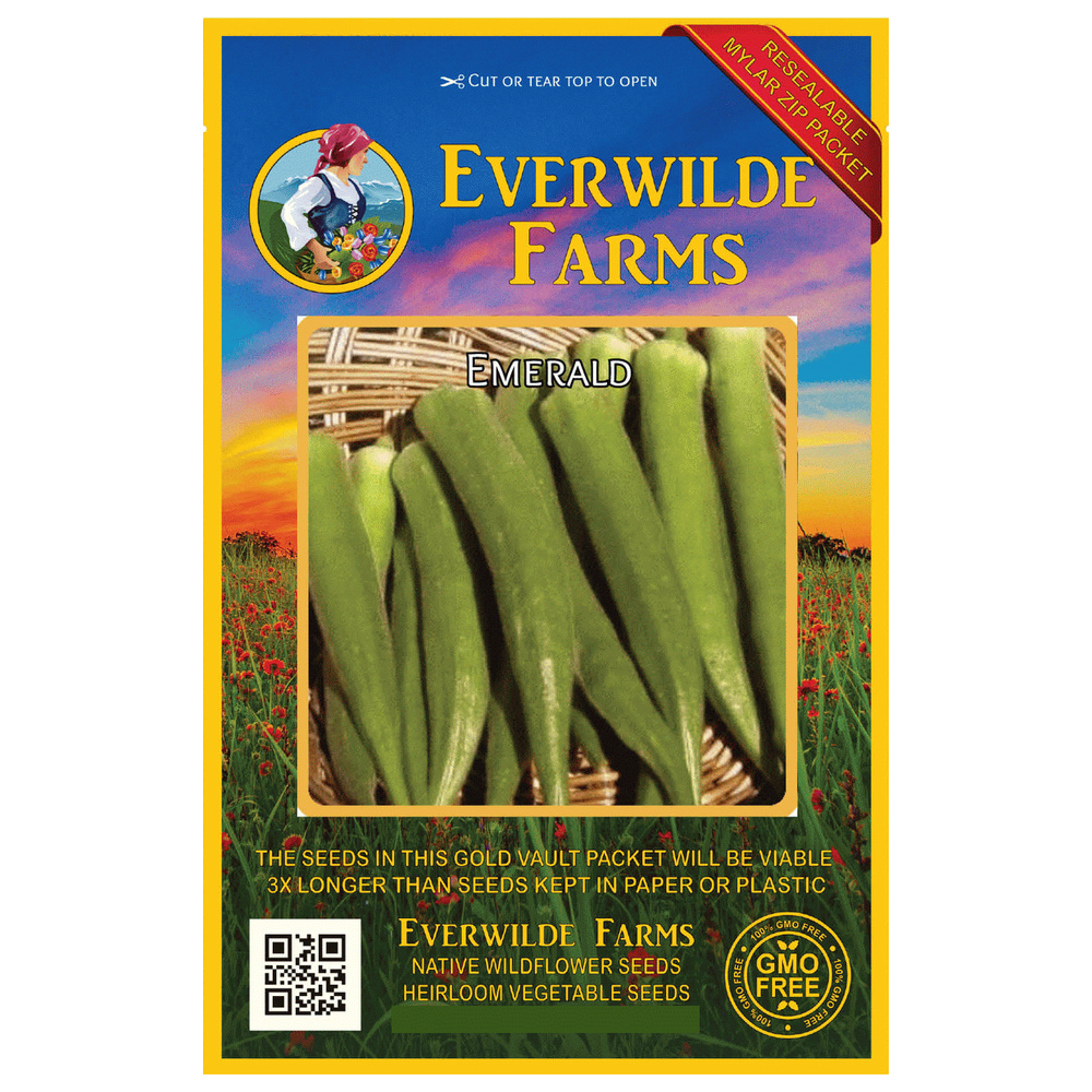 Everwilde Farms - 100 Emerald Okra Seeds - Gold Vault Jumbo Bulk Seed ...