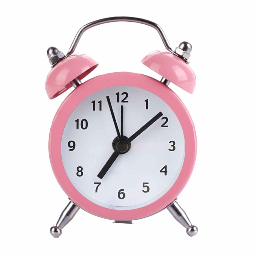 Peryerana Mini Round Alarm Clock Desktop Table Bedside Clocks Kids ...