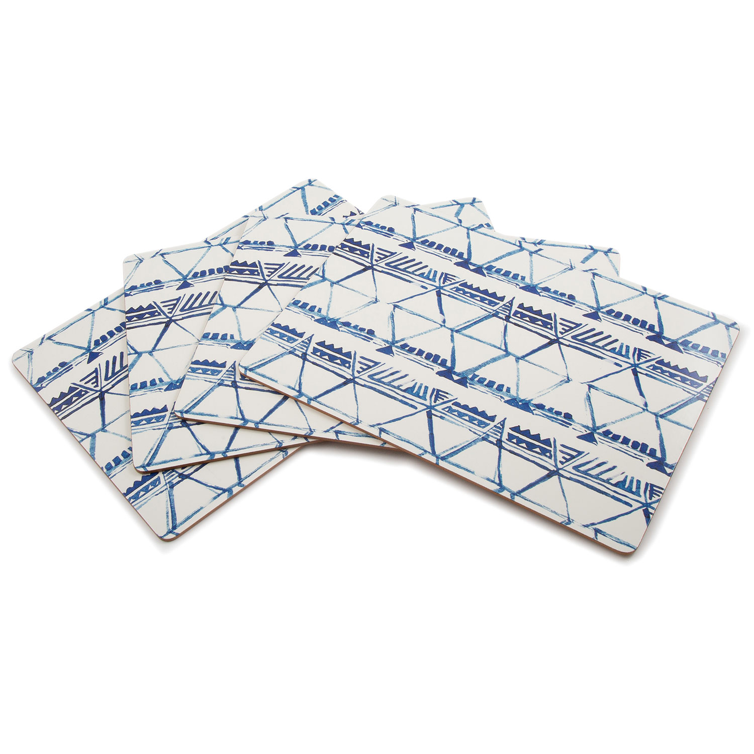 CounterArt "Blue & White Triangle" Hardboard Tabletop Placemats 4-Pack ...