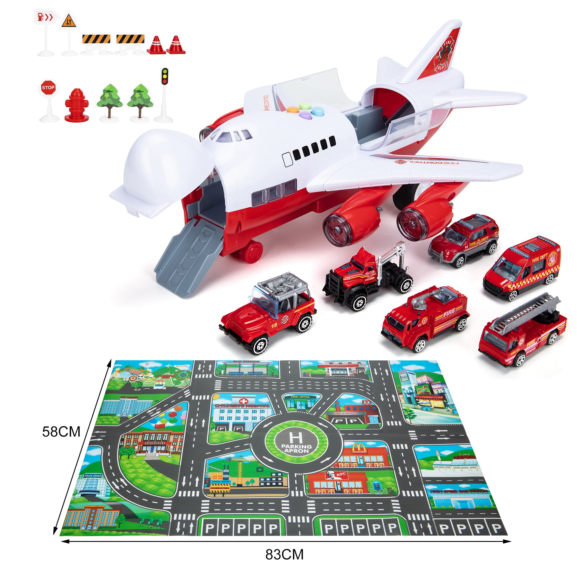 Mini Educational Vehicle Car Set,Large Aircraft Toy Set Car Play Set ...