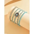5-Piece Vintage Flower Bracelet Set Turquoise Beaded Wrap Style For ...