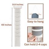 Eneocare Macrame Hat Hanger - Up to 14 Caps, Wall Cap Holder, Cap Rack ...