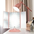 Pink Magnifying Makeup Vanity Mirror with LED Lights, Tri-Fold, 3X/2X ...