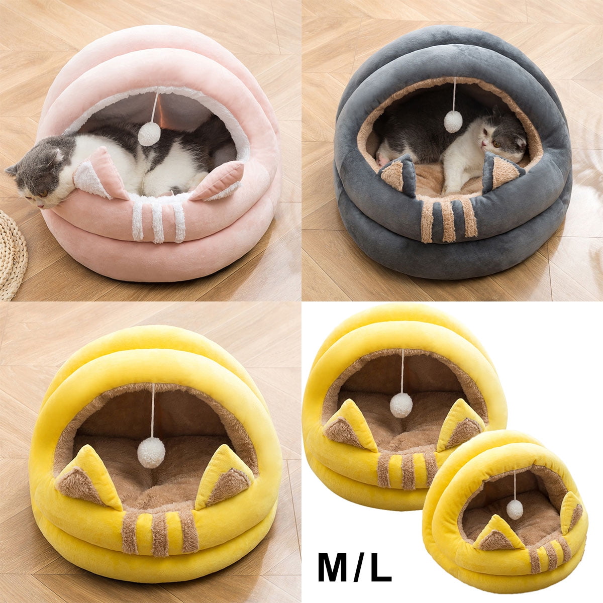 MTFun Cat Bed for Indoor Cats Pet Tent Cave with Anti-Slip Bottom Semi ...