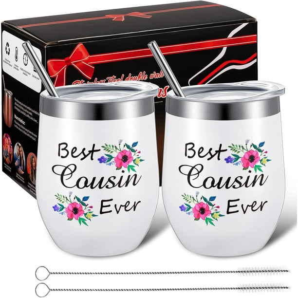 GHSDFBB 2 Pieces Best Cousin Ever Wine Tumblers, Personalized Cousin Birthday Christmas Gifts ...
