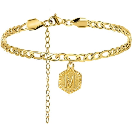 WEIS Initial Anklets for Women with Sunflower Charm Link Jewelry Anklet ...