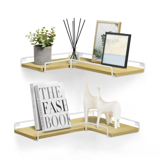 VASAGLE Corner Shelf Wall Mount Set of 2 Corner Floating Shelves Small ...
