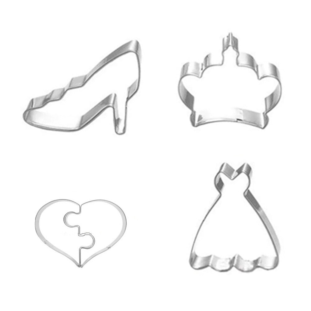 4 Pcs Stainless Steel Biscuit Mold Fruit Cutter Decorating Crown Heart ...