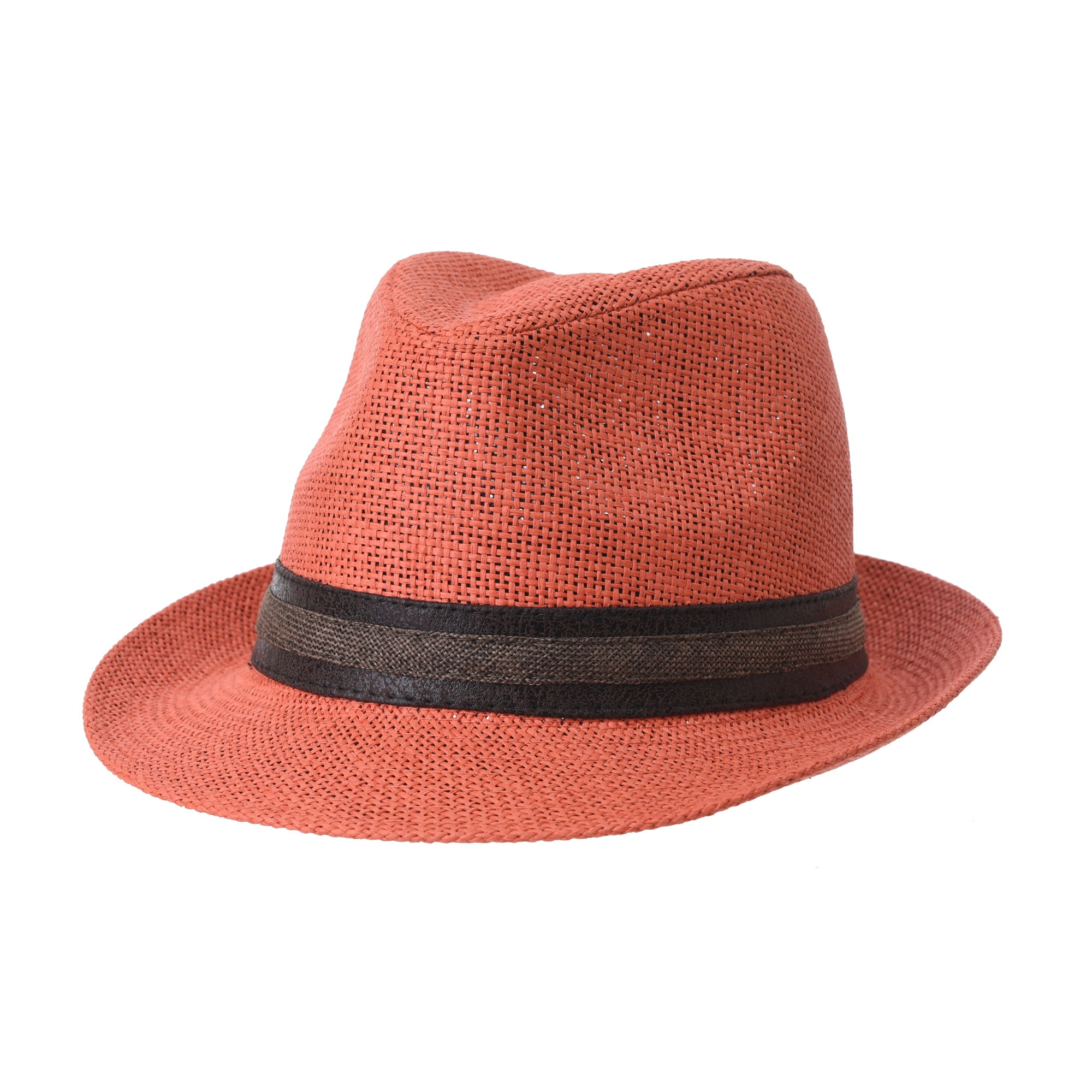Withmoons Fedora Hat Summer Cool Paper Straw Trilby Faux Leather Banded For Men Women Cr6952