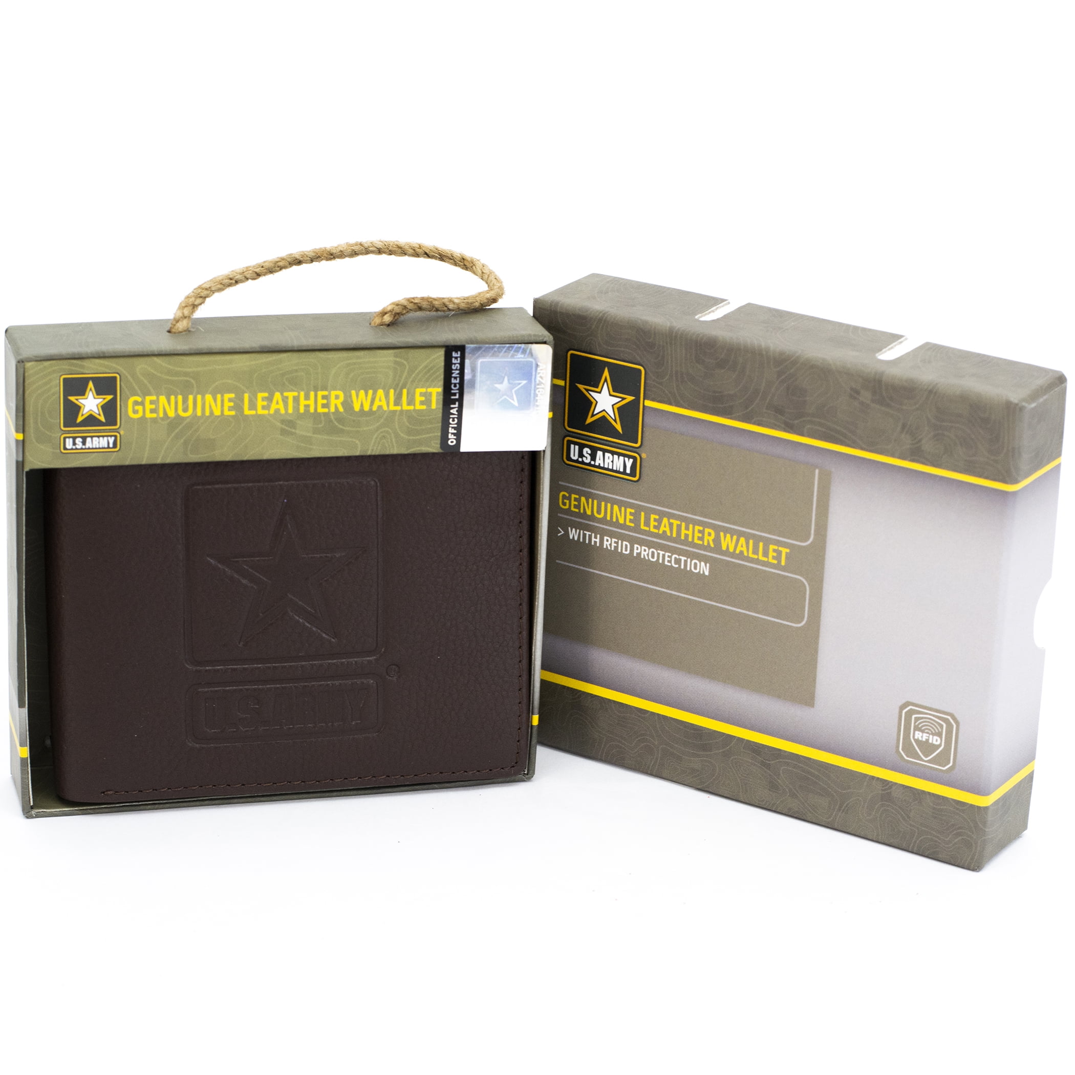 US Army Embossed Logo Genuine RFID Protection Leather BIFOLD Wallet ...