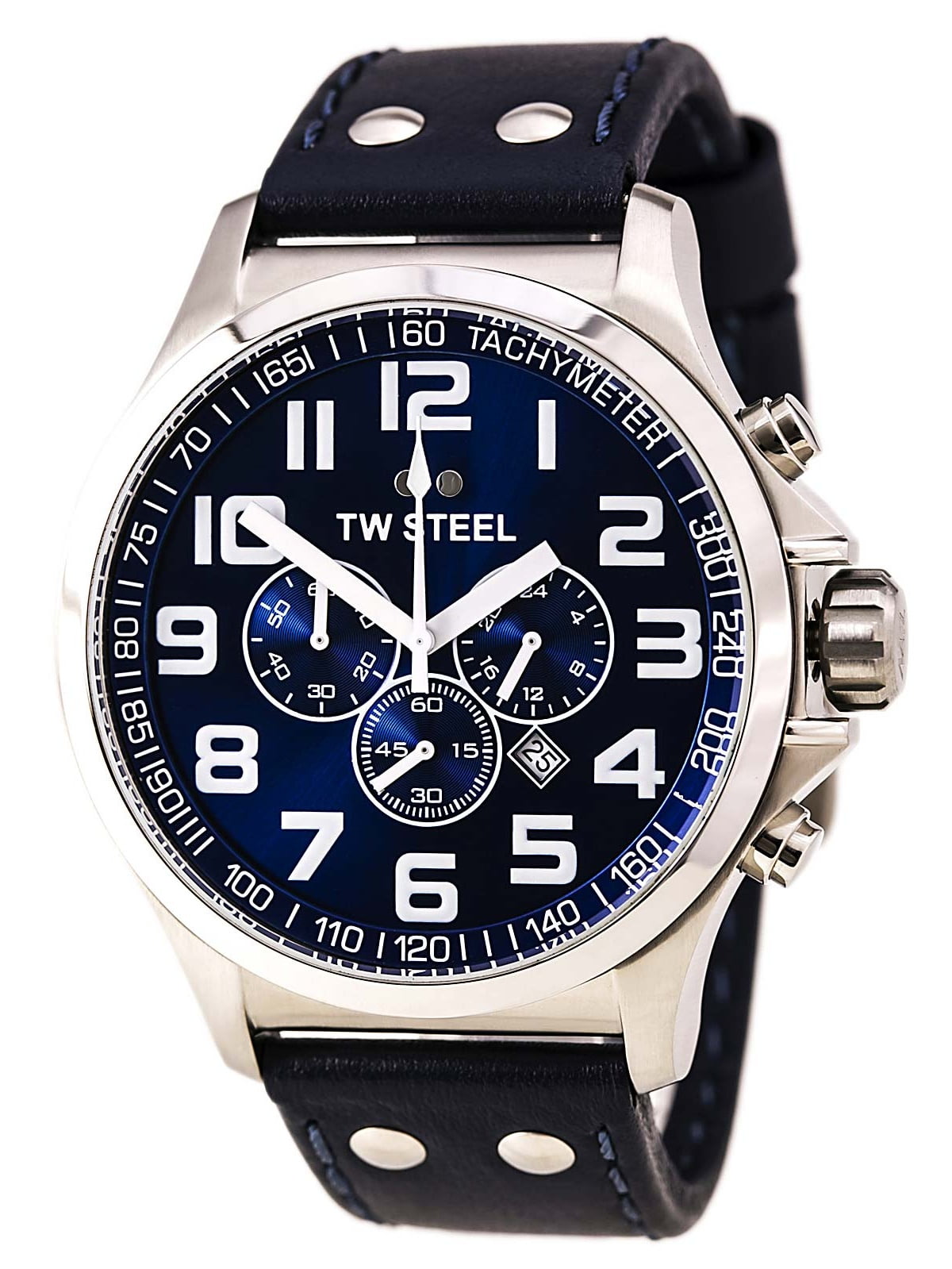 TW403 Men's Pilot Blue Dial Chronograph Blue Leather Strap Watch ...