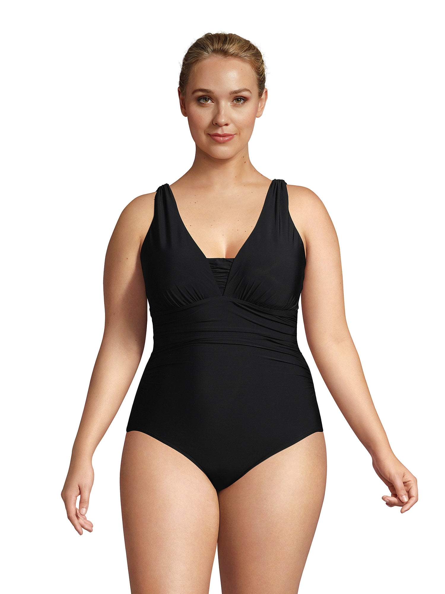 Lands End Womens Plus Size Slendersuit Grecian Tummy Control Chlorine
