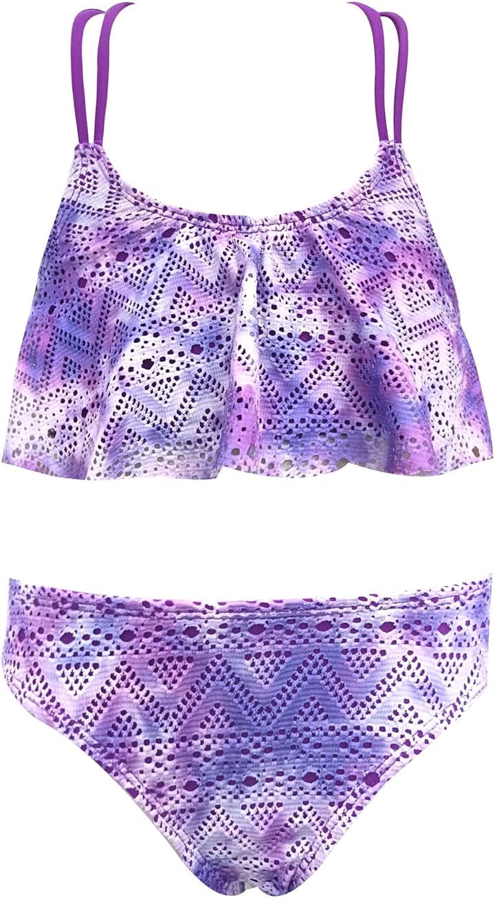 Girls Tie Dye Baño Trajes Bikini Bikini Lace Hollow Two Piece Swimsuits ...