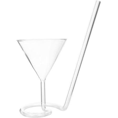 Martini Glass with Straw， Vampire Crystal Spiral Cocktail Glass with ...