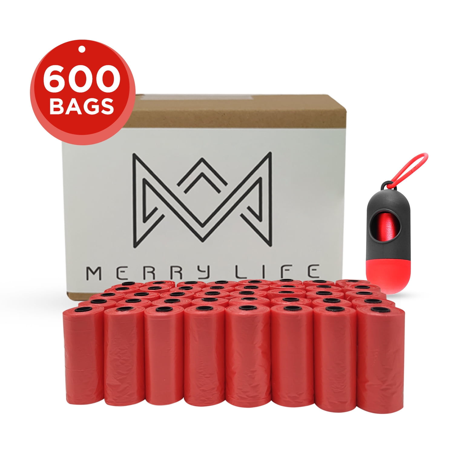 MERRYLIFE Dog Poop Bag With Dispenser 600 Counts 40 Rolls Large ...