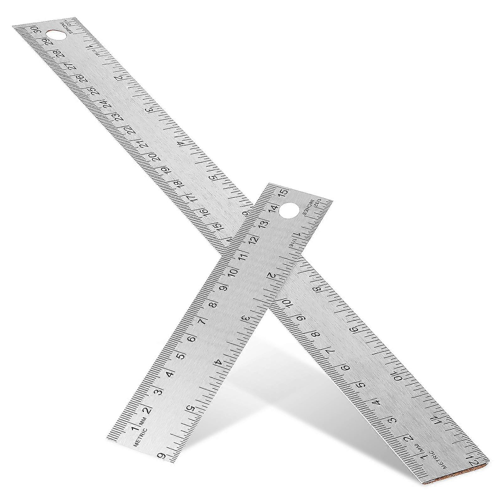 2pcs Metal Ruler With Cork Backing, 6+12 Inch Metric Ruler Long ...