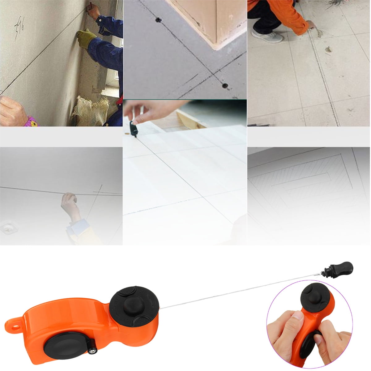 20M Measure Carpenter Ink Marker Snap Chalk Line Plasterer Bricklayer ...