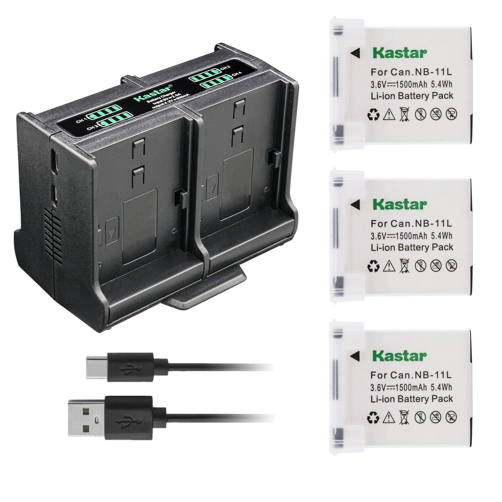Kastar 3-Pack NB-11L Battery and Quadruple Charger Compatible with ...