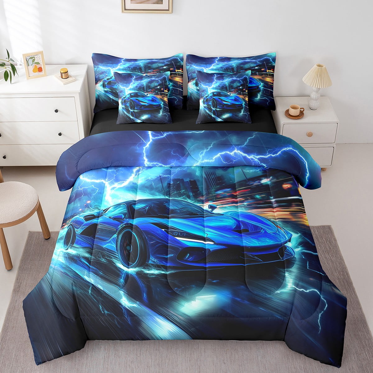 Click here for Erosebridal Blue Racing Car Twin Bedding Set 7 Pie... prices