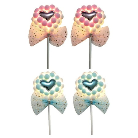 4pcs Cake Topper Heart-shape Topper Plush Topper Birthday Cake ...