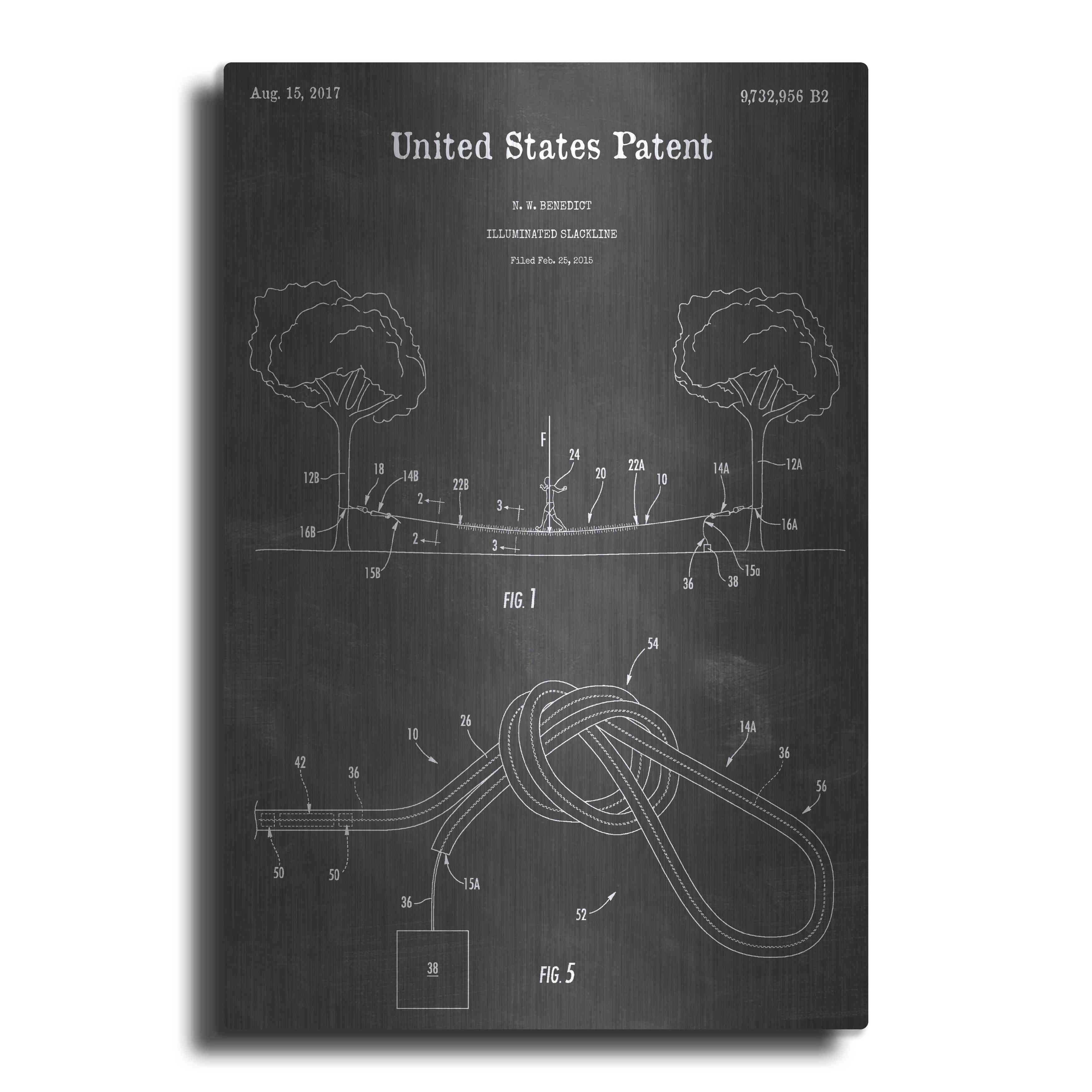 Luxe Metal Art 'Slackline Vintage Patent Blueprint' by Epic Portfolio ...