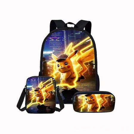 Pokmon Pikachu Primary And Secondary School Theme School Bag 3-piece ...