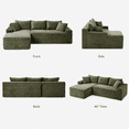 Green Corduroy L-Shaped Sectional Sofa in a Box, 4-Seat Compressed ...