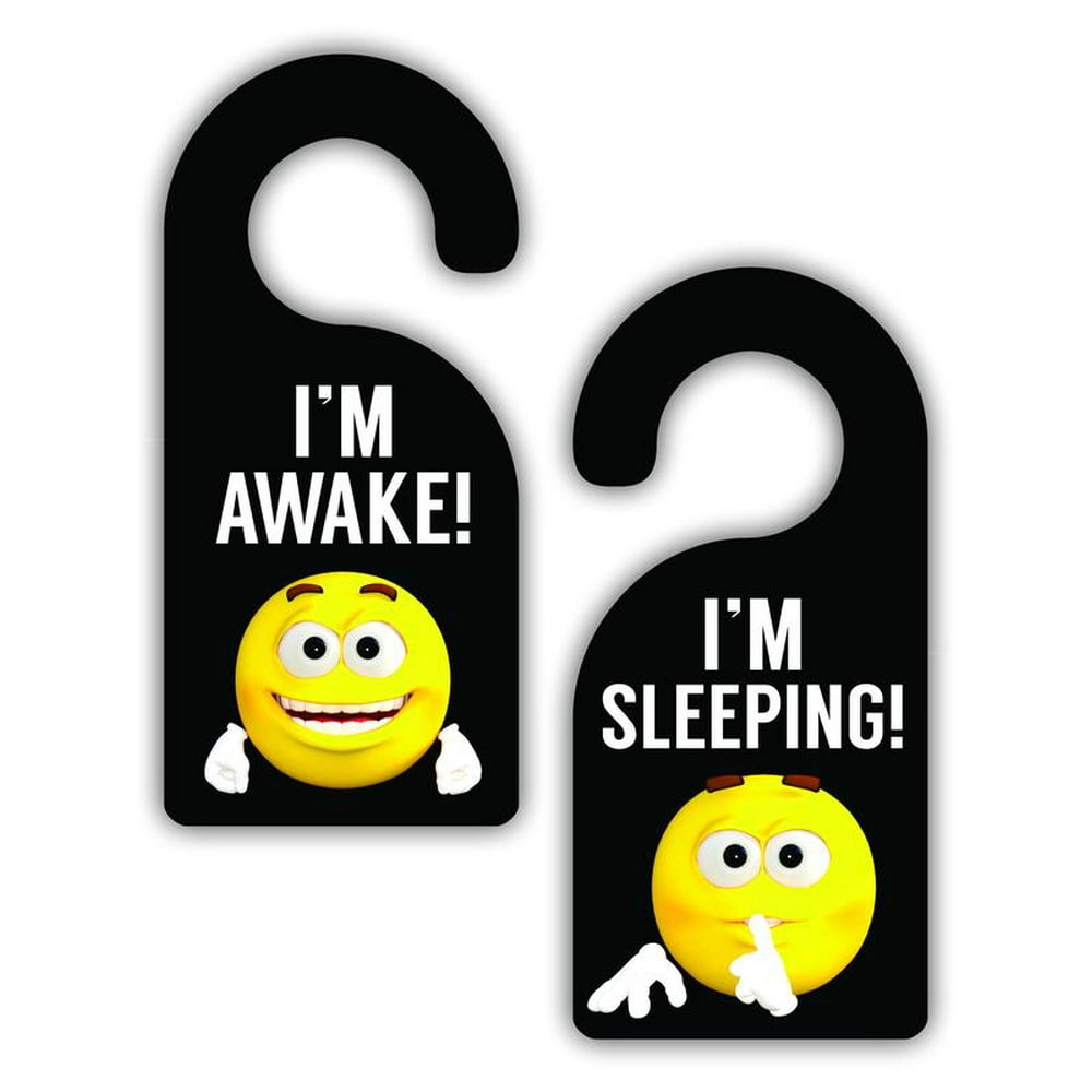 I'm Awake! / I'm Sleeping! - Cute Yellow Emoticon Expressions - Bedroom ...