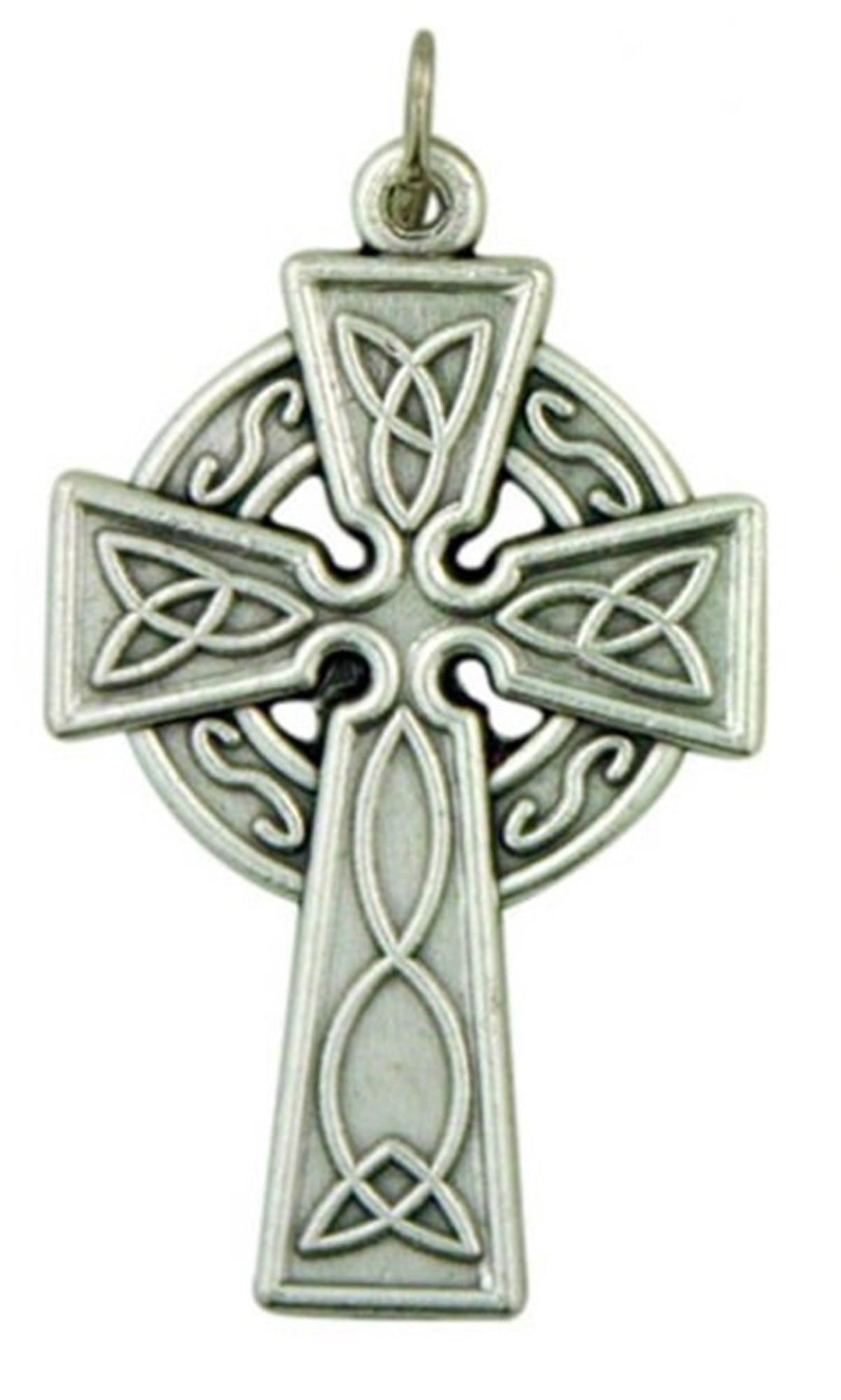 Silver Tone Irish Celtic Trinity Knot Cross Pectoral Pendant, 1 1/4 ...