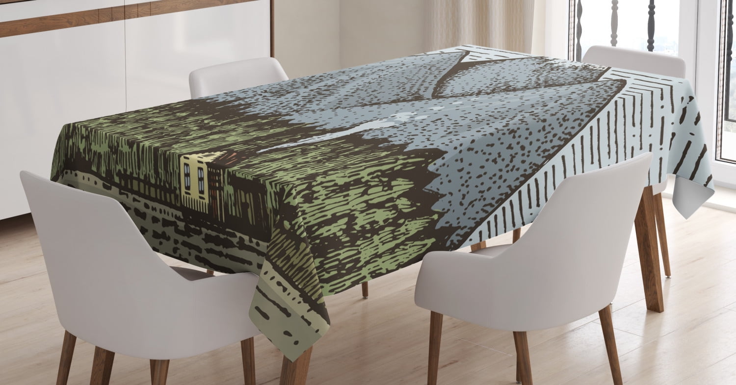 Ambesonne Mountain Tablecloth Rectangular Table Cover, Sketchy ...