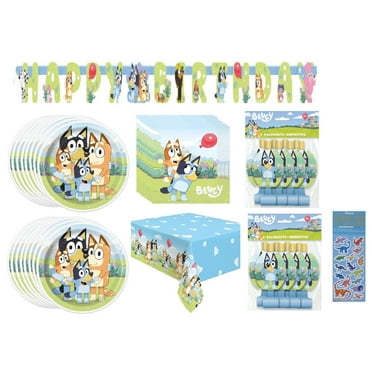 Unique Bluey Birthday Decorations Set for 16 Includes Banner Plates ...