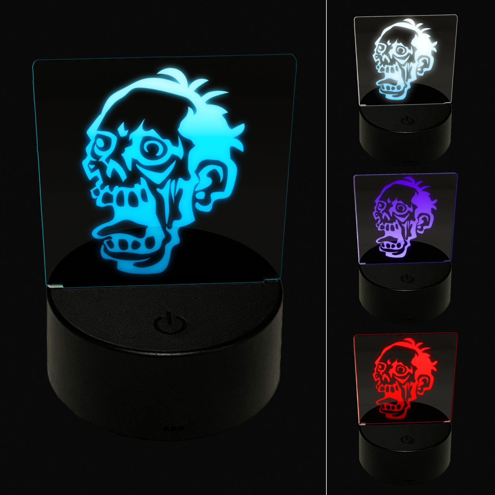Zombie Undead Creepy Head LED Night Light Sign 3D Illusion Desk ...