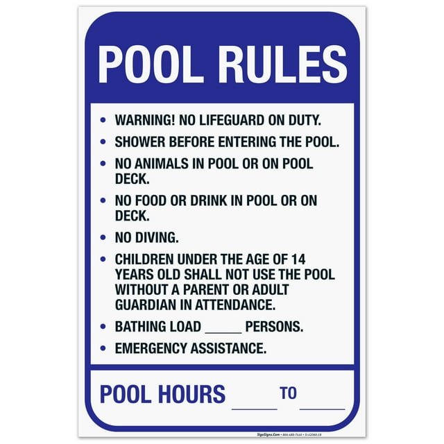 Pool Rules Pool Sign, 10x14 Aluminum 10x14 Aluminum - Walmart.com