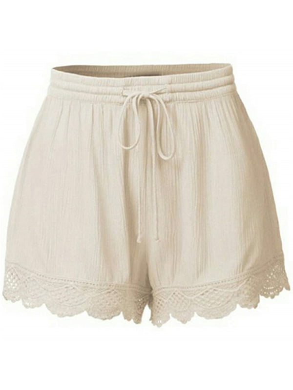 Hugossia Plus Size Womens Drawstring Elastic Waist Lace Lounge Short ...
