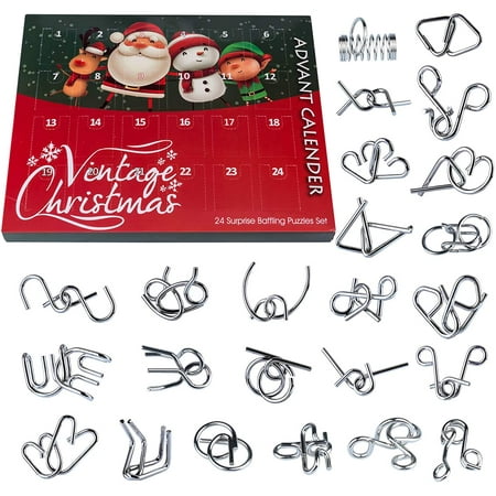 24 Pieces Metal Brain Teasers Puzzle, Intelligence Buckle Puzzle Games ...