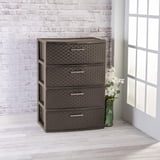 Compact 4 Drawer Wide Weave Tower with Opaque Drawers for Stylish ...